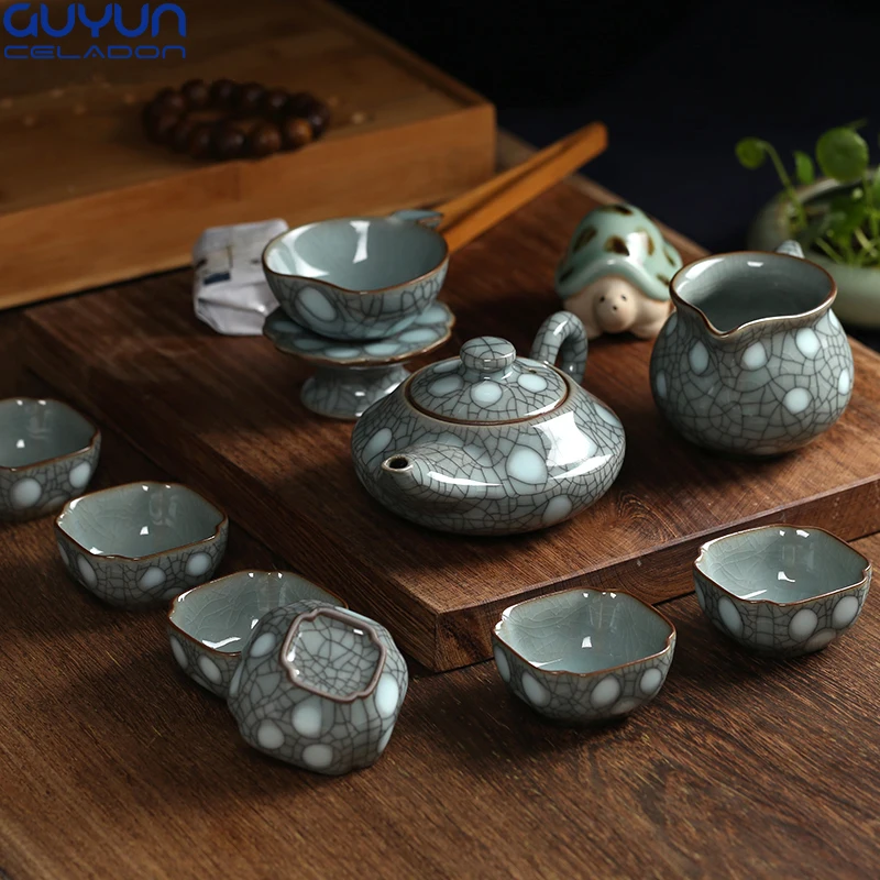 Chinese Porcelain Tea Set 1 Pot of 6 Cups Fair Cup Tea Filter Ge kiln ...