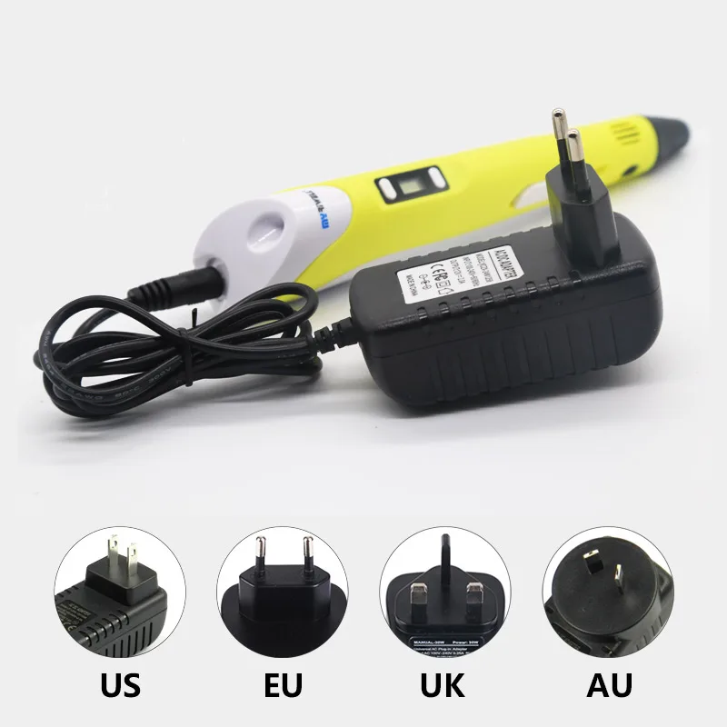 3D Pen Adapter Plug AC 100 240V To DC 12V 2A Power, EU Plug,UK Plug,US ...