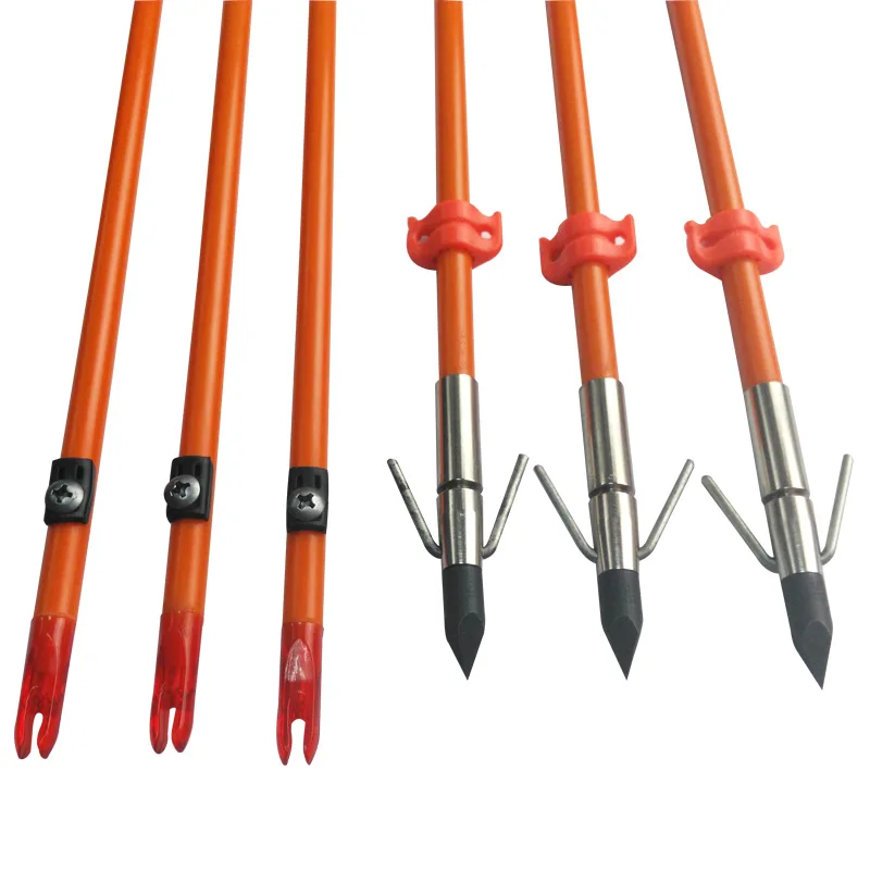New Bow Fishing Arrows 32" O.D.8mm Fish Hunting Arrow Orange Fiberglass ...