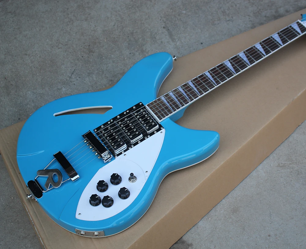 Semi Hollow Light Blue Electric Guitar with 6 Strings,R Tailpiece ...