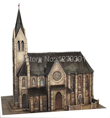 Free Shipping 1:87(HO) medieval church paper model kit , Scale can be ...