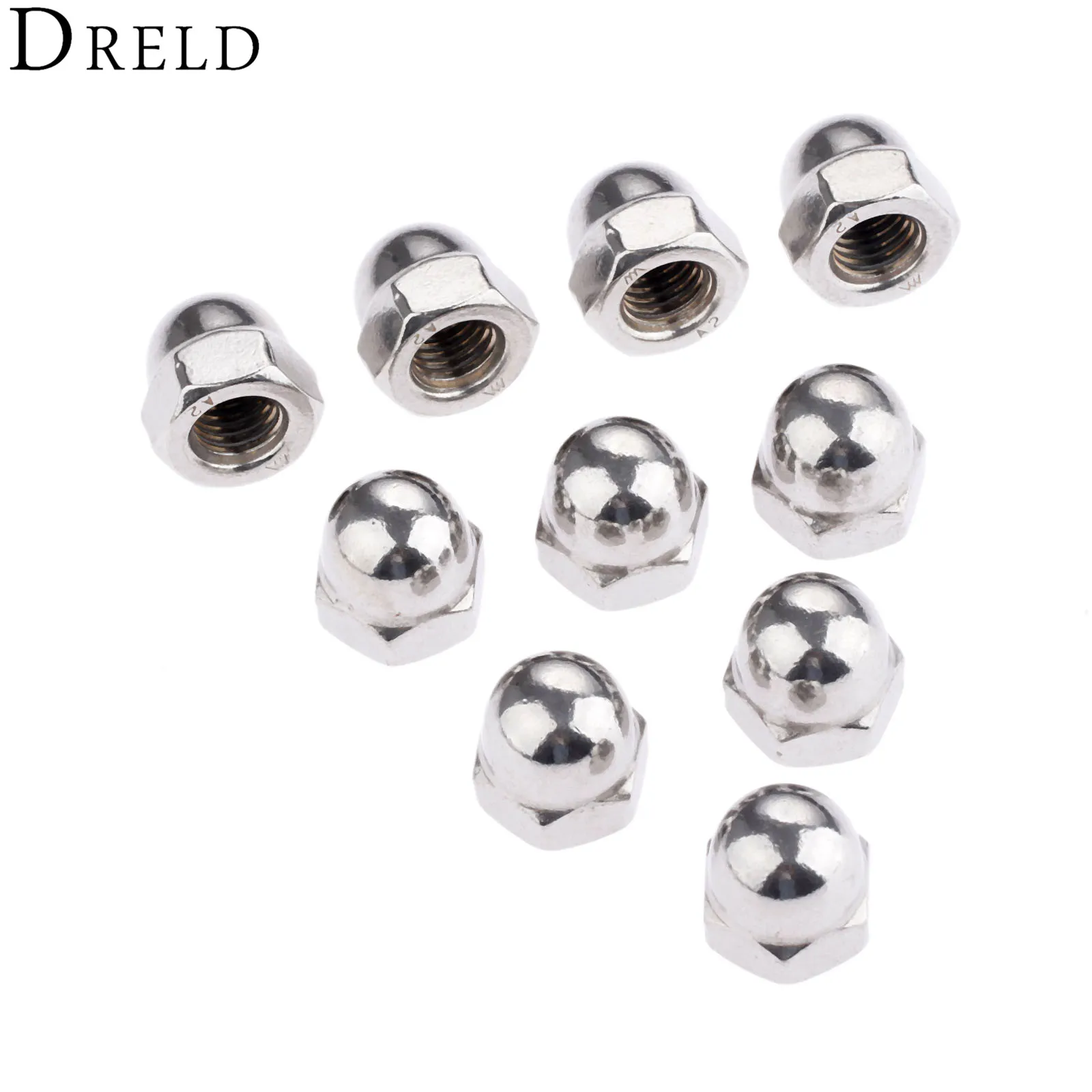 DRELD 10Pcs M10/M12 Stainless Steel Cap Nuts Round Head Cover ...