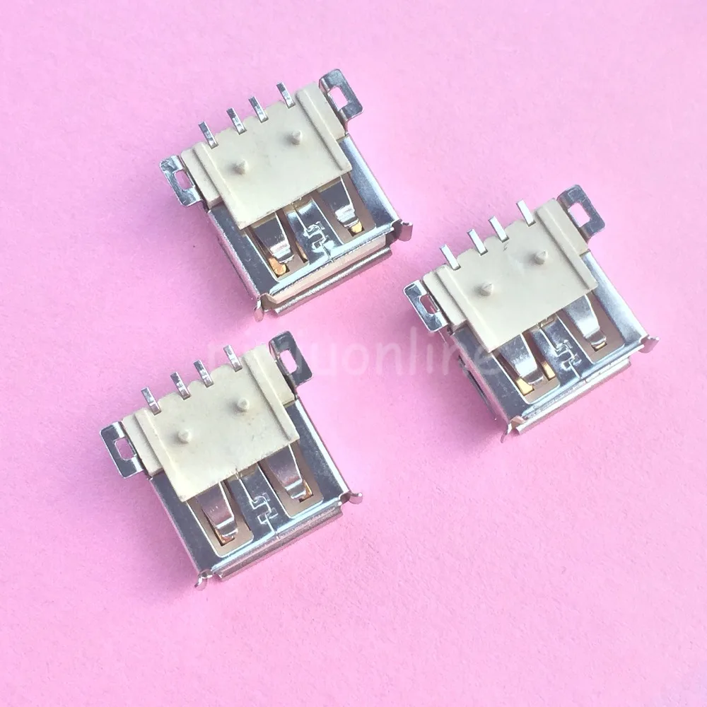10pcs G53y Usb 2.0 4pin A Type Female Socket Connector Curly Mouth For ...