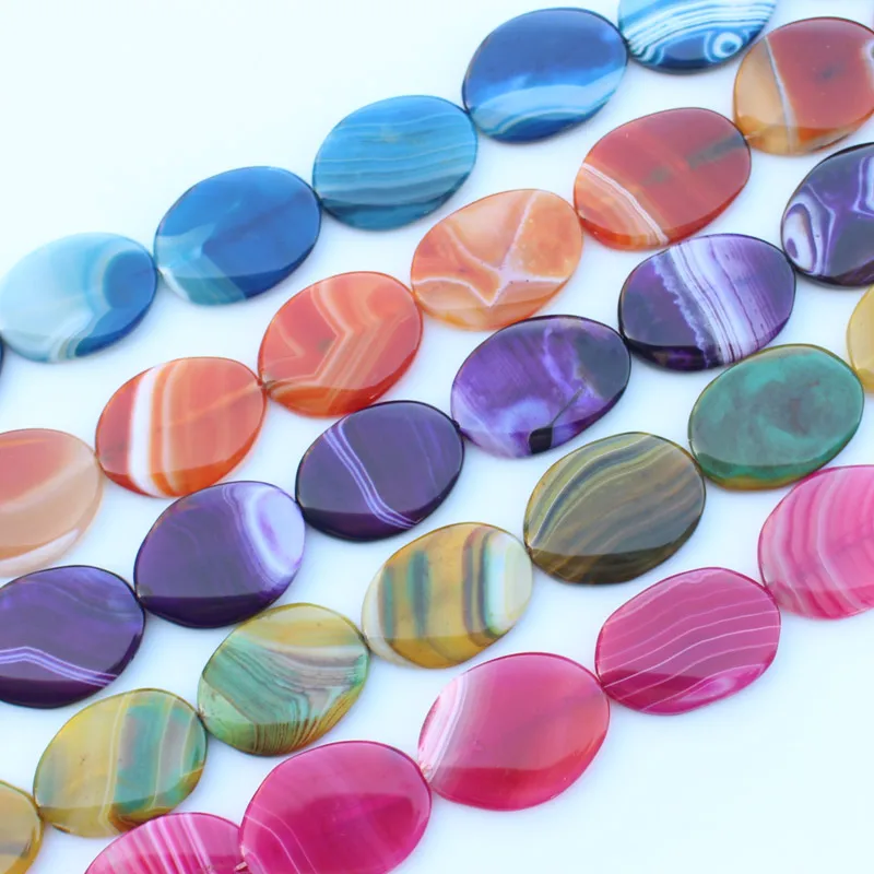 28-30x37-40mm-Multi-Color-Agates-Oval-Beads-8pcs-For-DIY-Jewelry-making ...