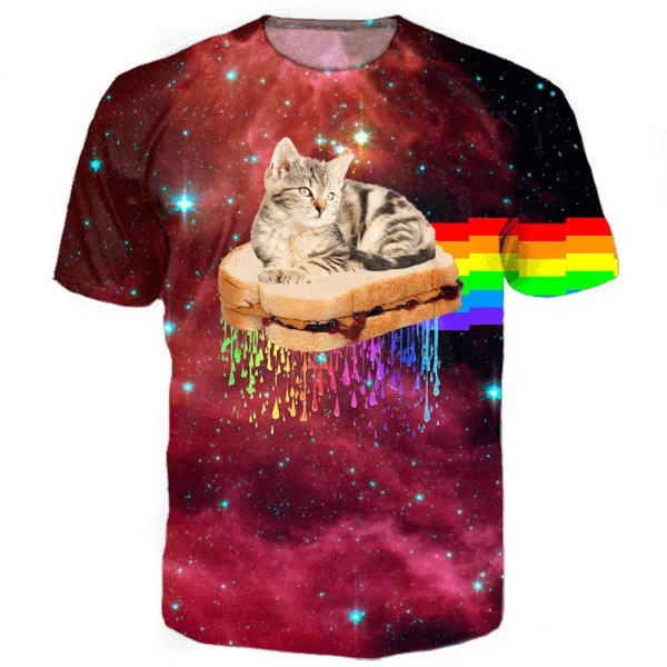 PB&J Rainbow Cat Tee 3d tshirt Galaxy Nebula Space kitten colorful print tees tops women men ...