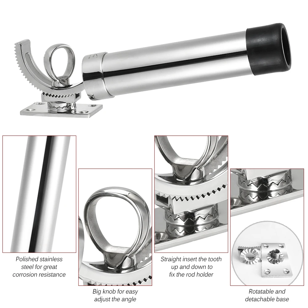 Adjustable Removable stainless steel 316 fishing rods holder clamp on ...