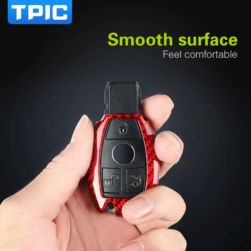 TPIC Carbon Fiber Car Key Cover Case Shell For Mercedes W204 W205 W212 ...