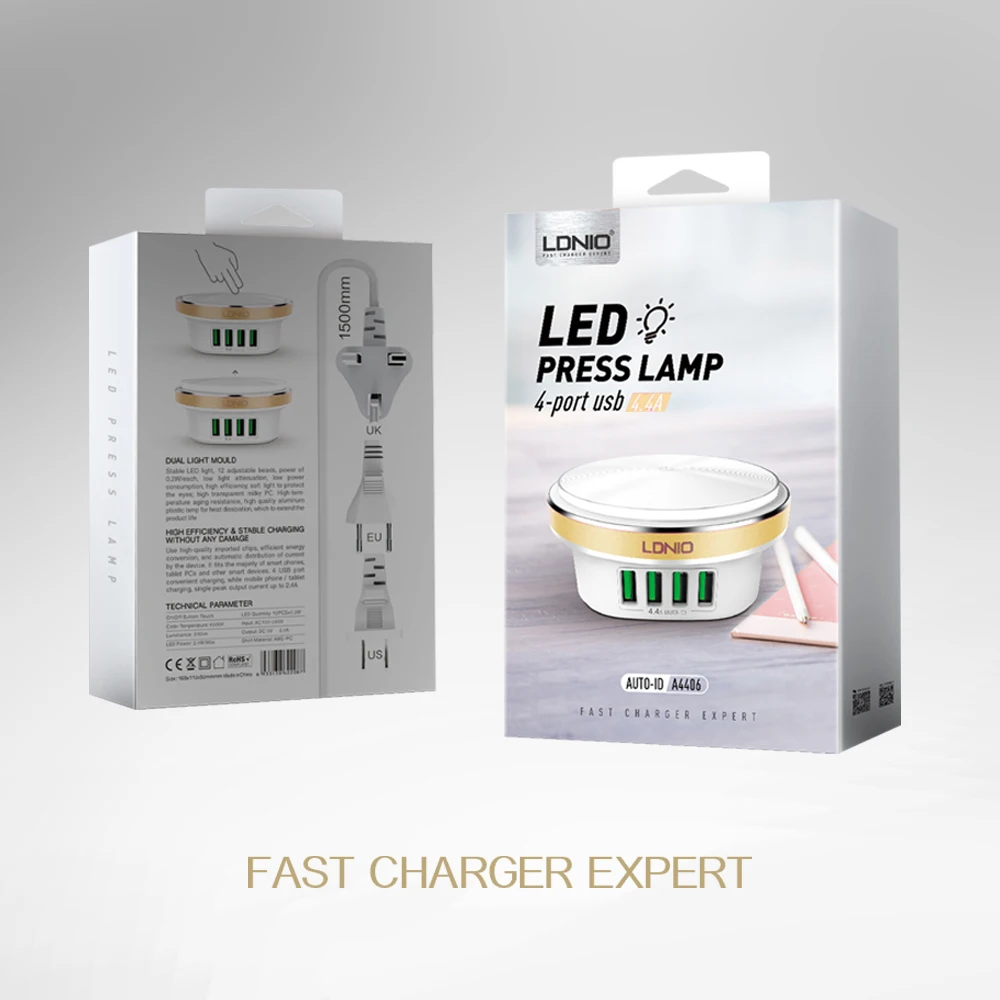 LDNIO LED Press Lamp with 4-Port USB Charger | CyberDeals.lk - Ultimate ...