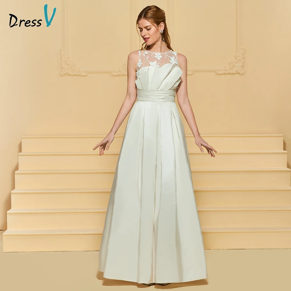 Dressv elegant a line wedding dress scoop neck appliques lace zipper up ...