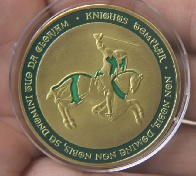 40mm Green GOLD PLATED Order of the Knights Templar Souvenir Coin medal ...