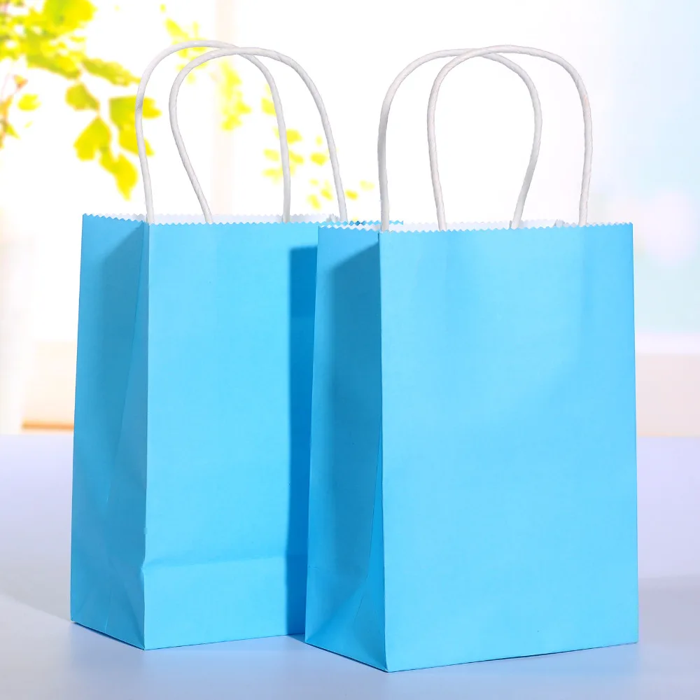 40pcs/lot Blue kraft paper bag with handle Wedding Party Favor Paper ... 40pcs/lot Blue kraft paper bag with handle Wedding Party Favor Paper ...