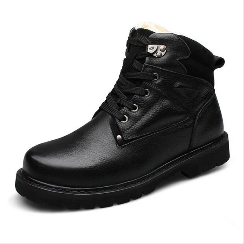 The new European leather boots Martin thick cotton men's boots are ...