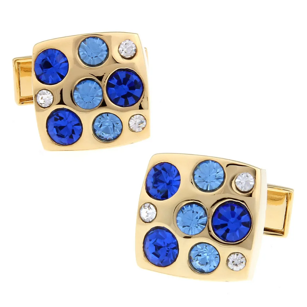 Bright blue sky blue square arc plated gold color cufflinks|cufflink ...