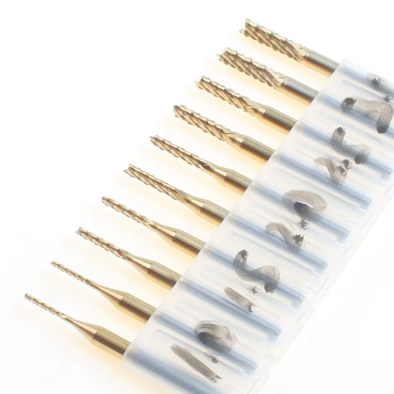 10pcs Titanium Coat Carbide 1.0 3.0 PCB Carbide Tools, CNC Cutting Bits ...