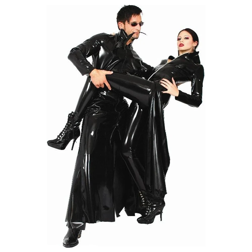 Gothic Pvc Faux Latex Fantasy Halloween Costume Women Men Unisex The Matrix Trench Leather