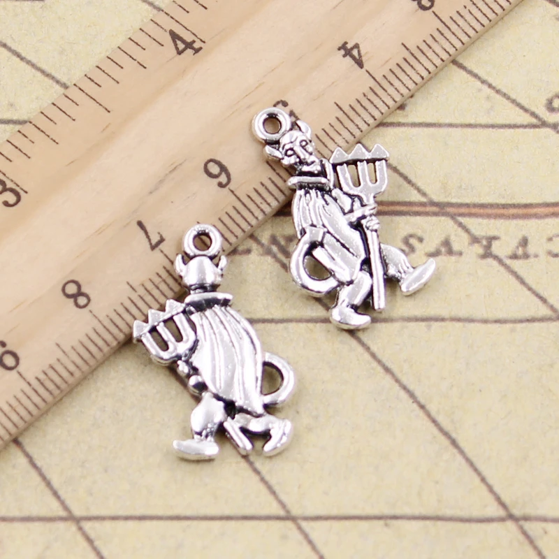 10pcs Charms Satan Demon Devil 26x15mm Tibetan Silver Color Pendants ...