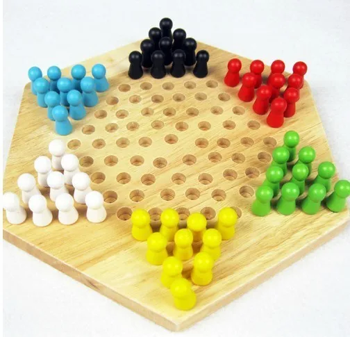 Child-Gift-High-Quality-Wooden-Hexagonal-Jumping-Chess-Classic-Desktop ...