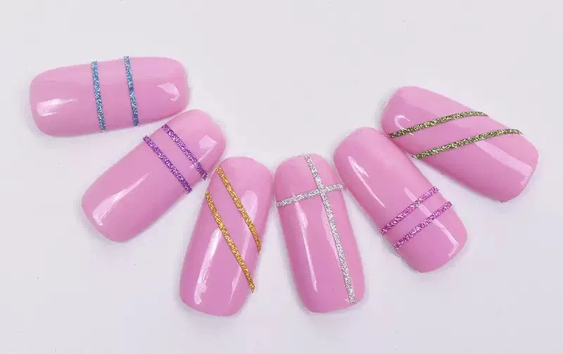 2pcs/lot 1mm Glitter 6 Colors Adhesive Stripping Tape Nail Art Metallic ...