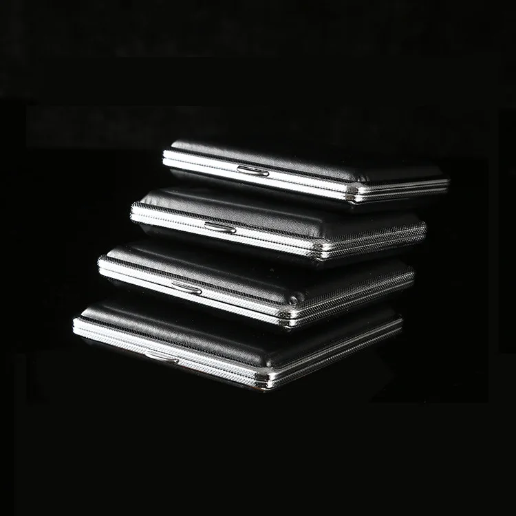 Ultra-thin black leather cigarette case 20 pcs cigarette box Creative ...