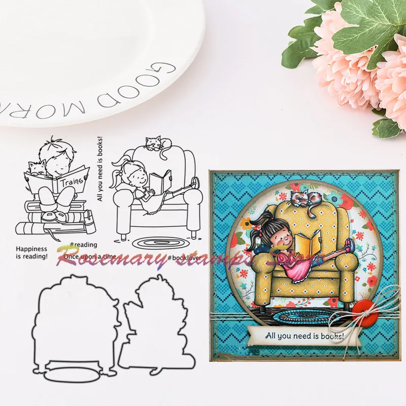Rosemary Stamps Happiness Is Reading Metal Cutting Dies And Stamps DIY Rosemary Stamps Happiness Is Reading Metal Cutting Dies And Stamps DIY