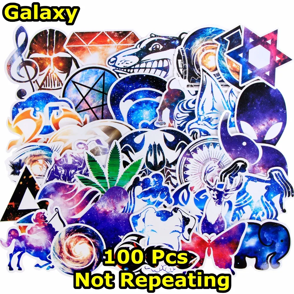 100 Pcs Galaxy JDM Mixed Stickers For Skateboard Laptop Luggage ...