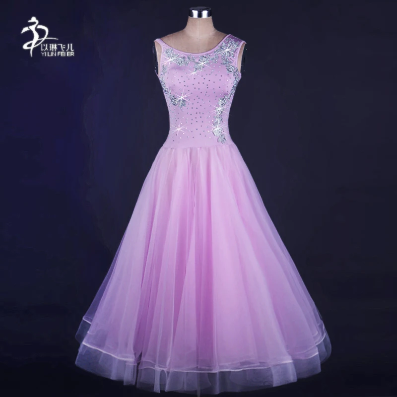 Rosa Vestidos de Tango Ballroom Competição Vestido Longo Padrão de ...