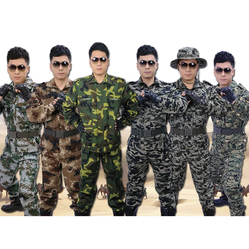 2019 Men Military Clothes Sets 2pcs Top+pants Camouflage Suit 100% ...