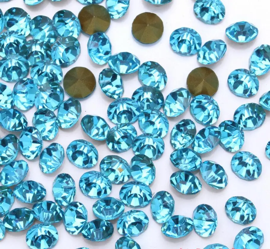 Loose Aqua Blue Color Pointback Crytal Rhinestones Diy Crystal ...
