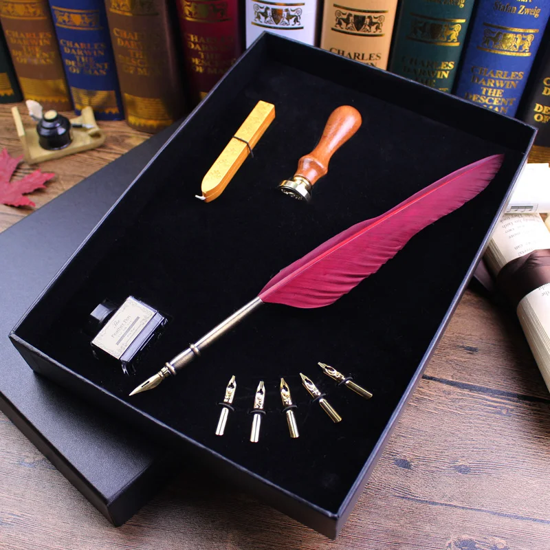 Sealing Wax Stamp With Quill Dip Pen In Retail Box,vintage Feather ...
