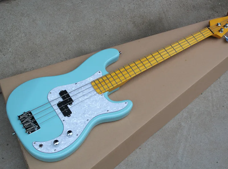 2018 Blue 4 Strings Electric Bass Guitar With White Pearl Pickguardlisa Music In Guitar From
