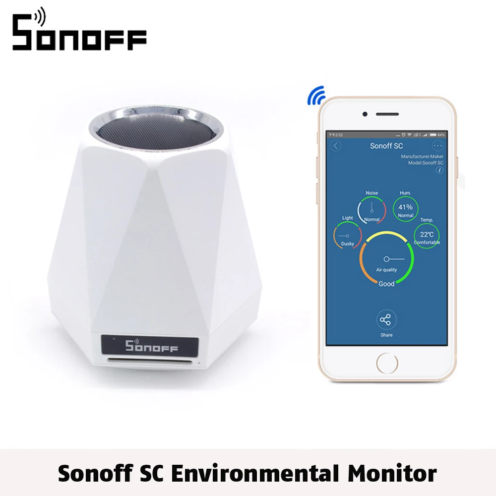 Sonoff SC WiFi Wireless Realtime Indoor Environmental Monitor Station ...