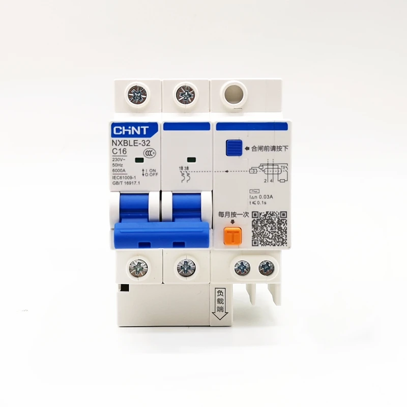 New CHINT Residual Current Circuit Breaker NXBLE-32 2P 30mA C6A 10A 16A 20A 25A 32A Circuit ...
