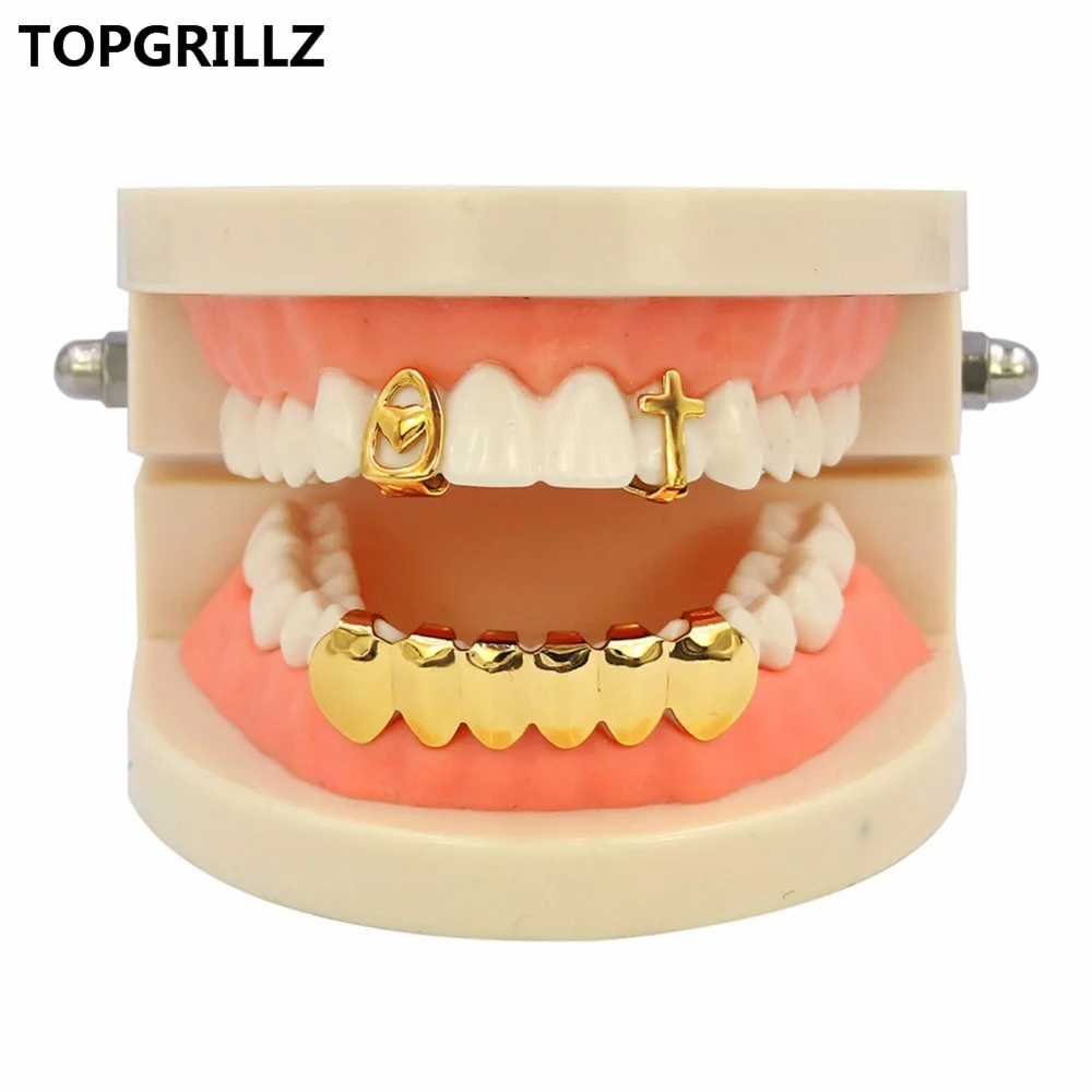 Topgrillz Pure Gold Color Plated Hip Hop Tooth Grillz Cap Single Heart