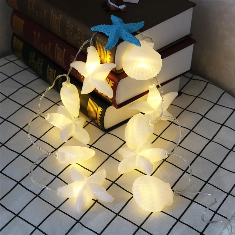 1M 10 LED Sea Shell Shaped String Lights Warm White Fairy Lights Indoor ...