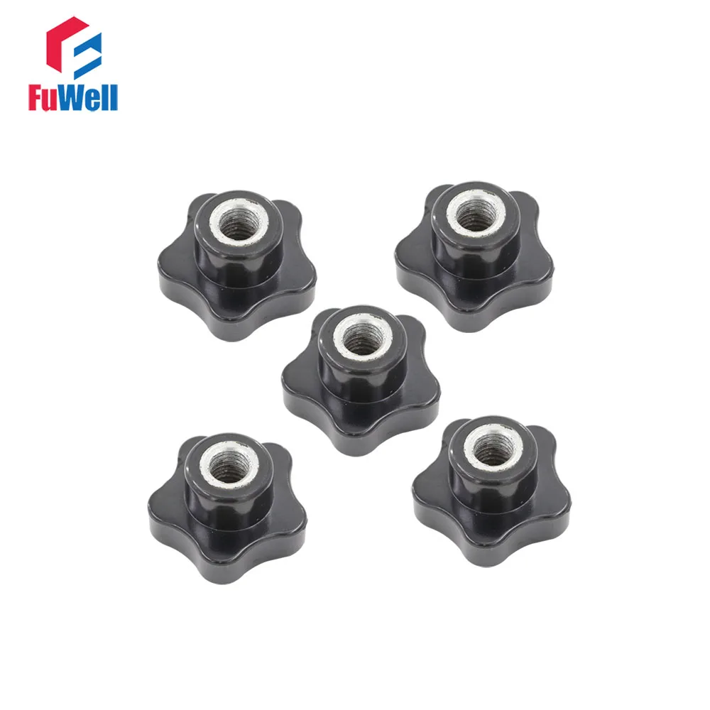 5pcs M10 x 40mm Female Thread Star Knob Handles 40mm Head Diameter 10mm ...