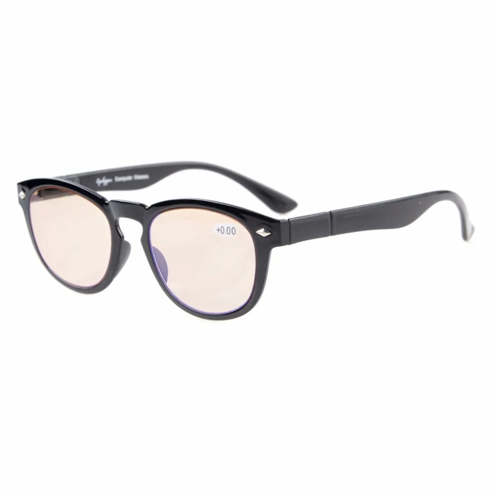 Cg086 Spring Hinges Vintage Amber Tinted Lenses Computer Reading Glasses Uv Protection Anti