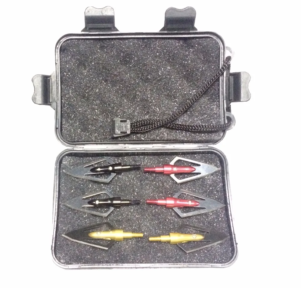 Arrow box with 6 arrows 2 blades hunting arrows archery 100 grain fit ...