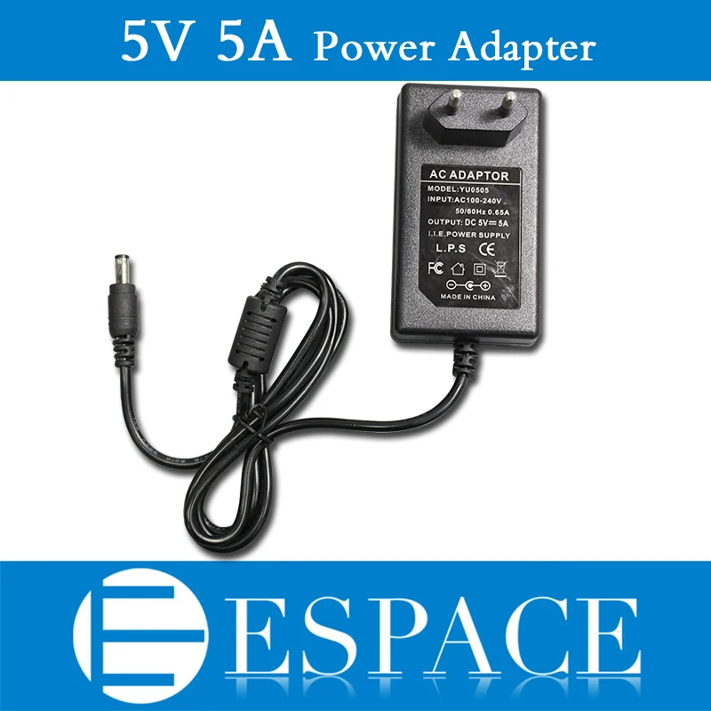New 5v 5a 25w Power Supply Ac 100-240v To Dc Adapter For 5050 3528 Led ...