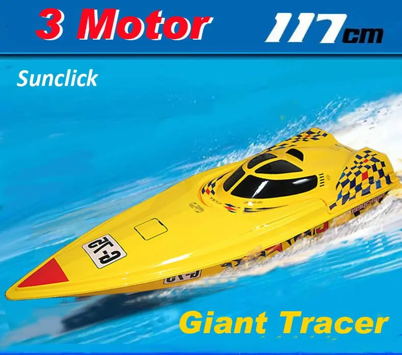 RCB21192, RC Tri Motor Yellow Giant Racer Boat Toy , 3 motor, XLarge ...