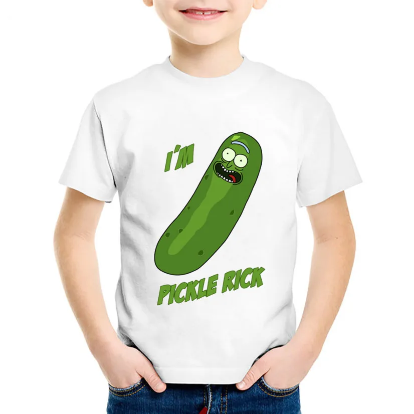 Cartoon Print I'm Pickle Rick Children Funny T-shirts Kids Summer Short ...