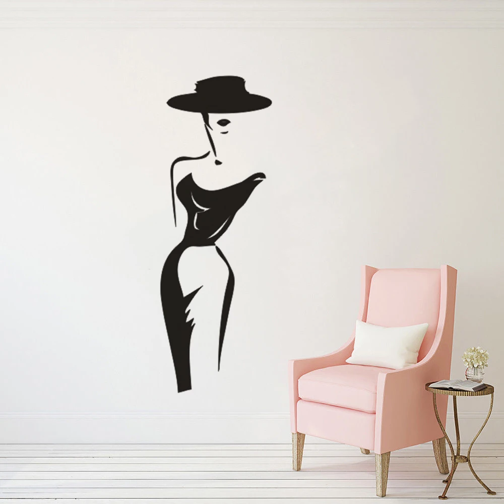 Home Décor Elegant lady Wall Art Ladys Hat Design Vinyl Record Wall ...