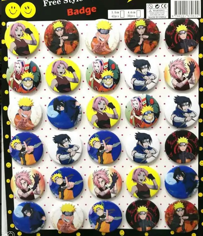 New 30pcs/set Japanese anime Naruto Badges,Round Brooch Badge Kids ...