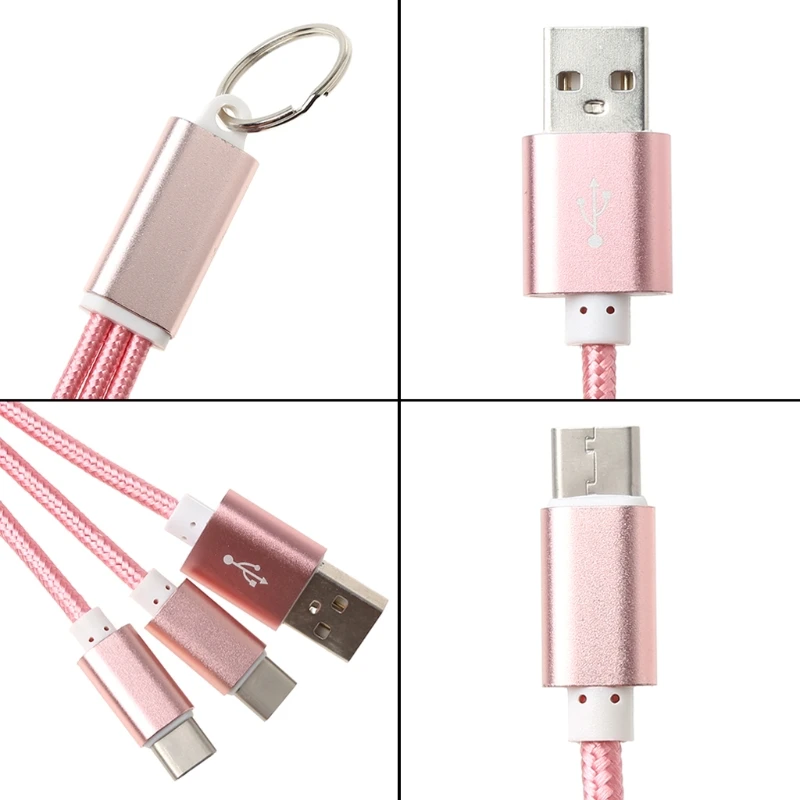 ALITER 2in1 Keychain USB 2.0 Male To Dual Type C Male Splitter Charging ...