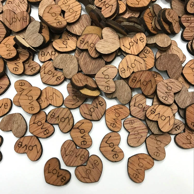 100pcs Mini Wooden Love Heart Wedding Table Scatter Diy Craft ...