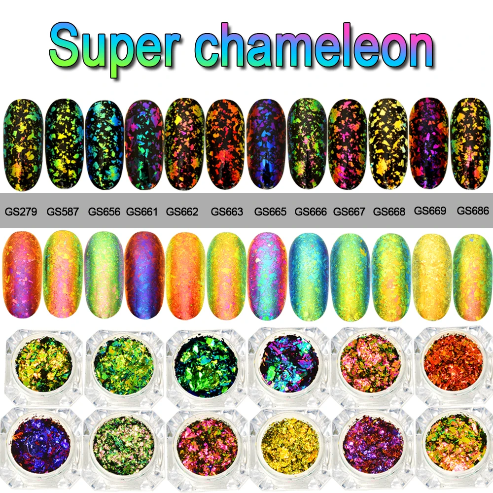 M.ladea Chameleon powder 0.5g chameleon nail flash rainbow nail powder ...
