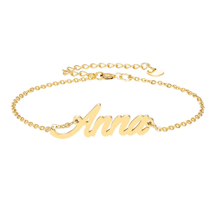 Script Anna Name Bracelet Anklet Chain For Women Girl's Stainless Steel ...