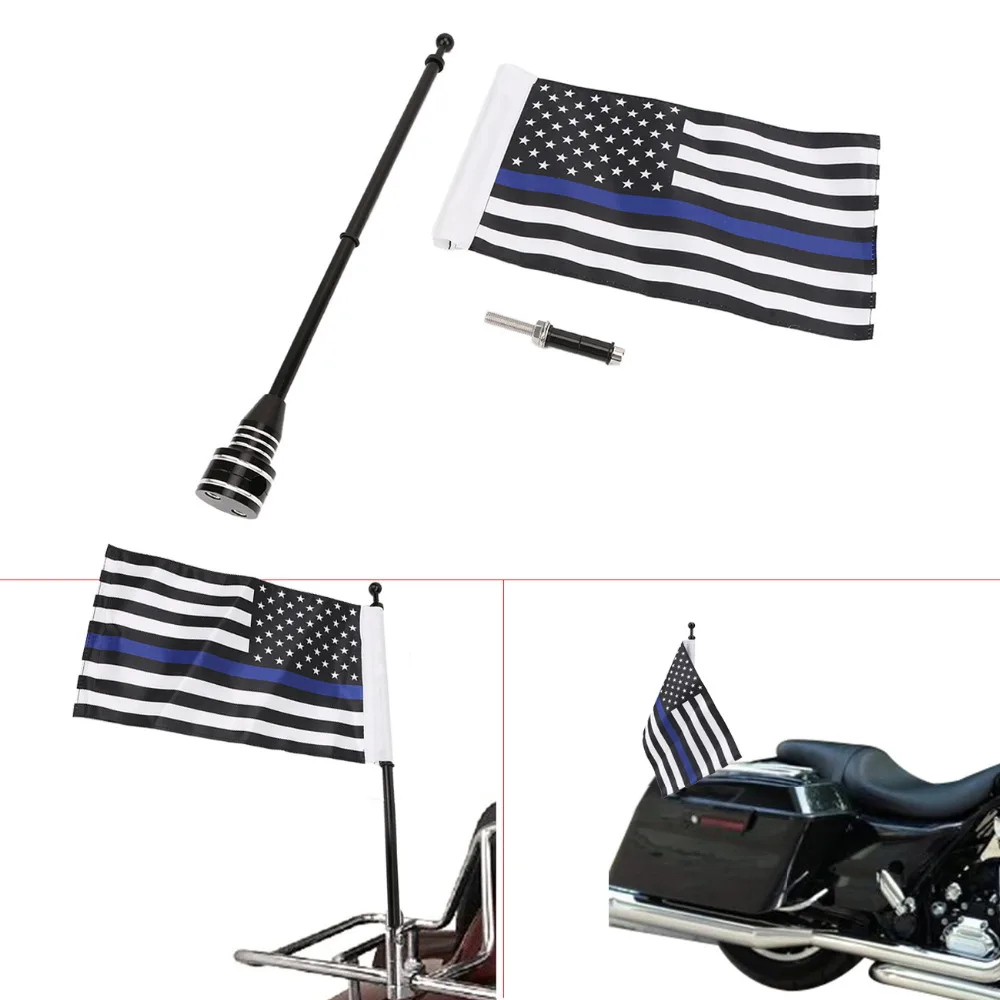 3 Style Black Silver Gold Motorcycle Flag Pole Mount and 6 x 9 Thin ...