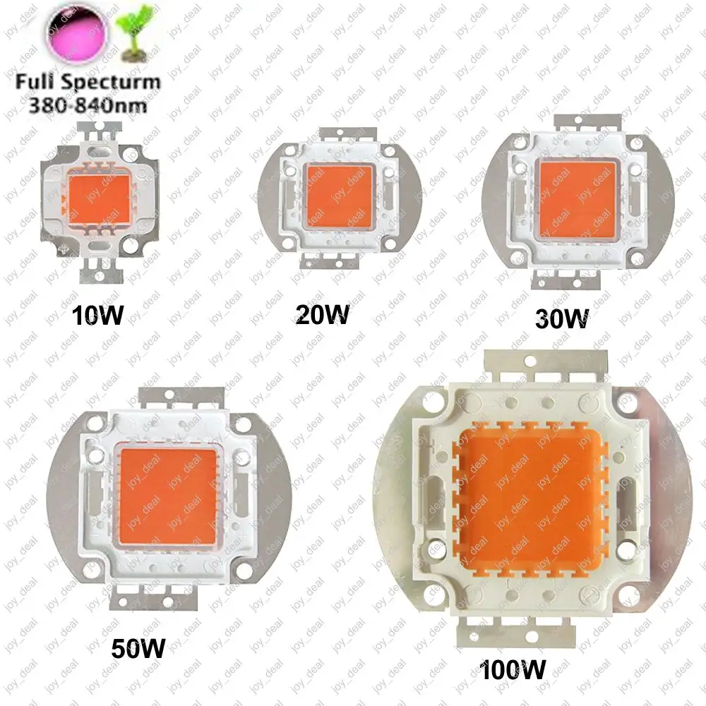 Epiled 10W 20W 30W 50W 100W 고출력 LED 칩, 전체 스펙트럼 LED 성장 조명 380nm 840nm ...