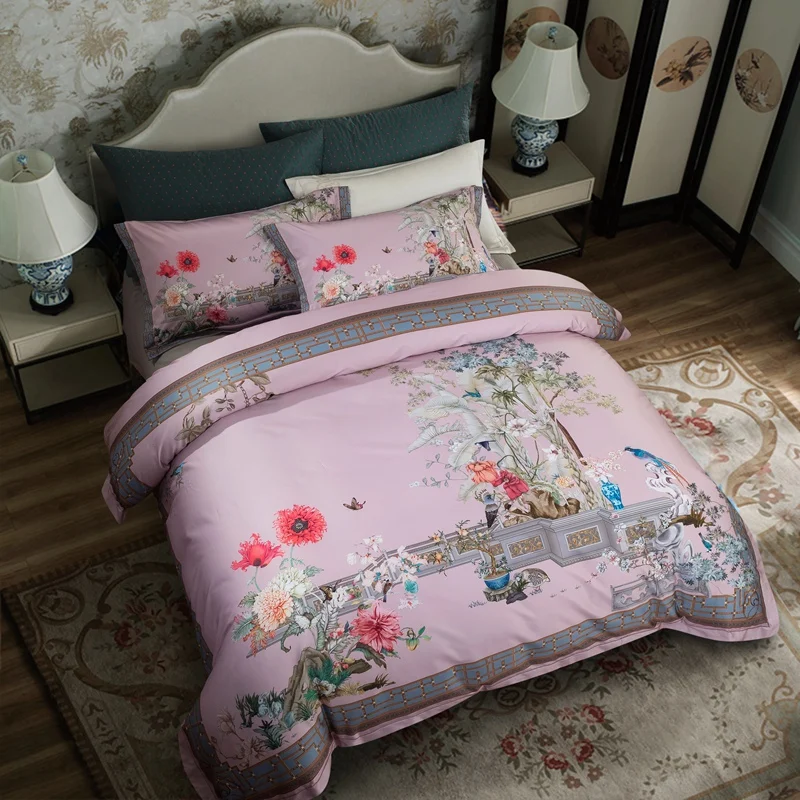 Buy Posodono 4pcs Luxury Flower Floral Duvet Covers
