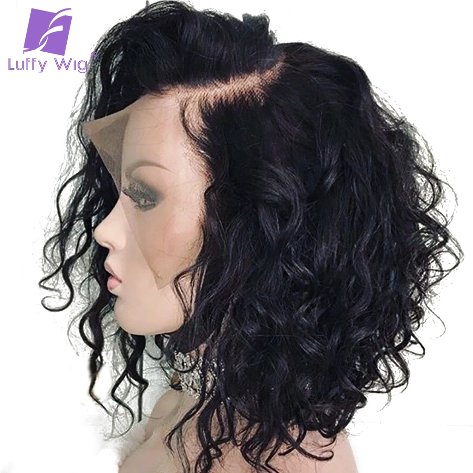 Short Water Wave Bob Wig 13x6 Lace Front Human Hair Wigs Bleached Knots